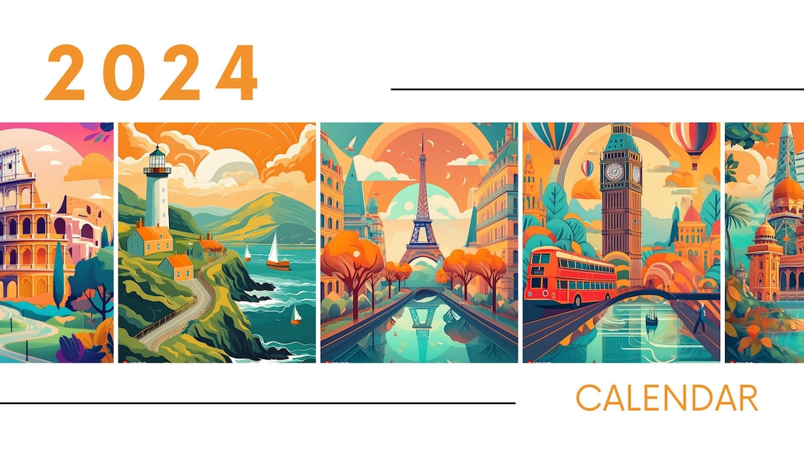 2024 Travel Calendar digital Download - Etsy