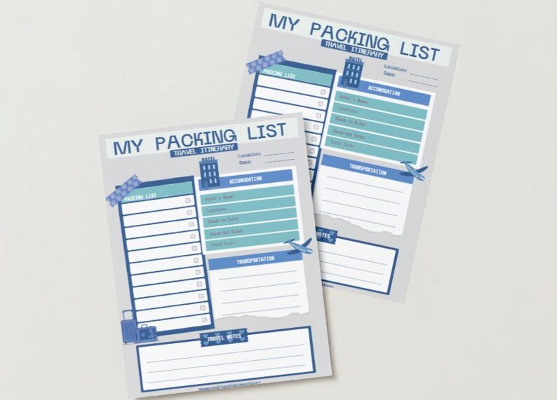 Printable Travel Packing List (digital Download | Printable Template ...