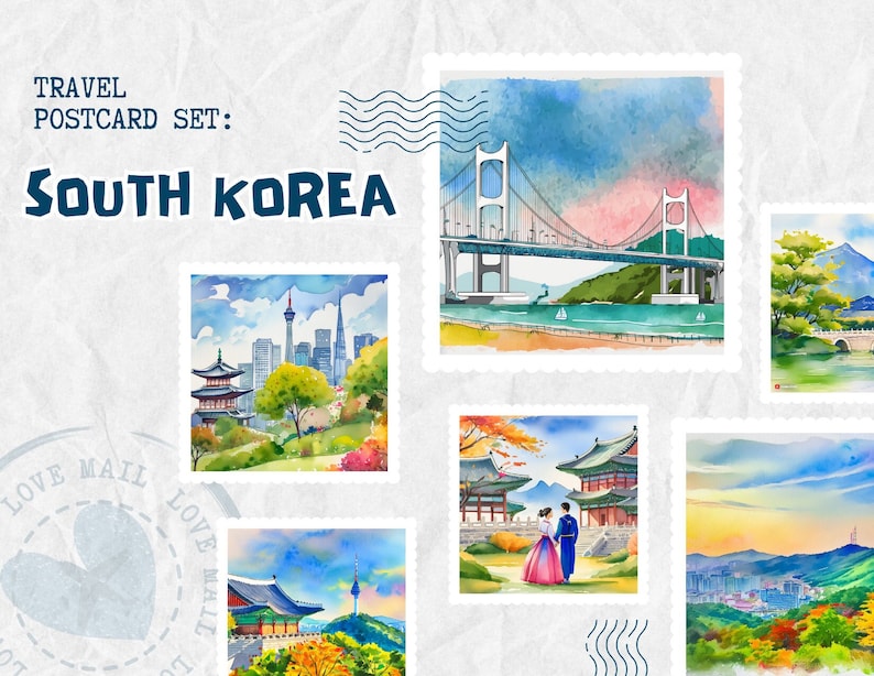Korea Travel Postcard Set (6 Pack - Digital Download | Printable ...
