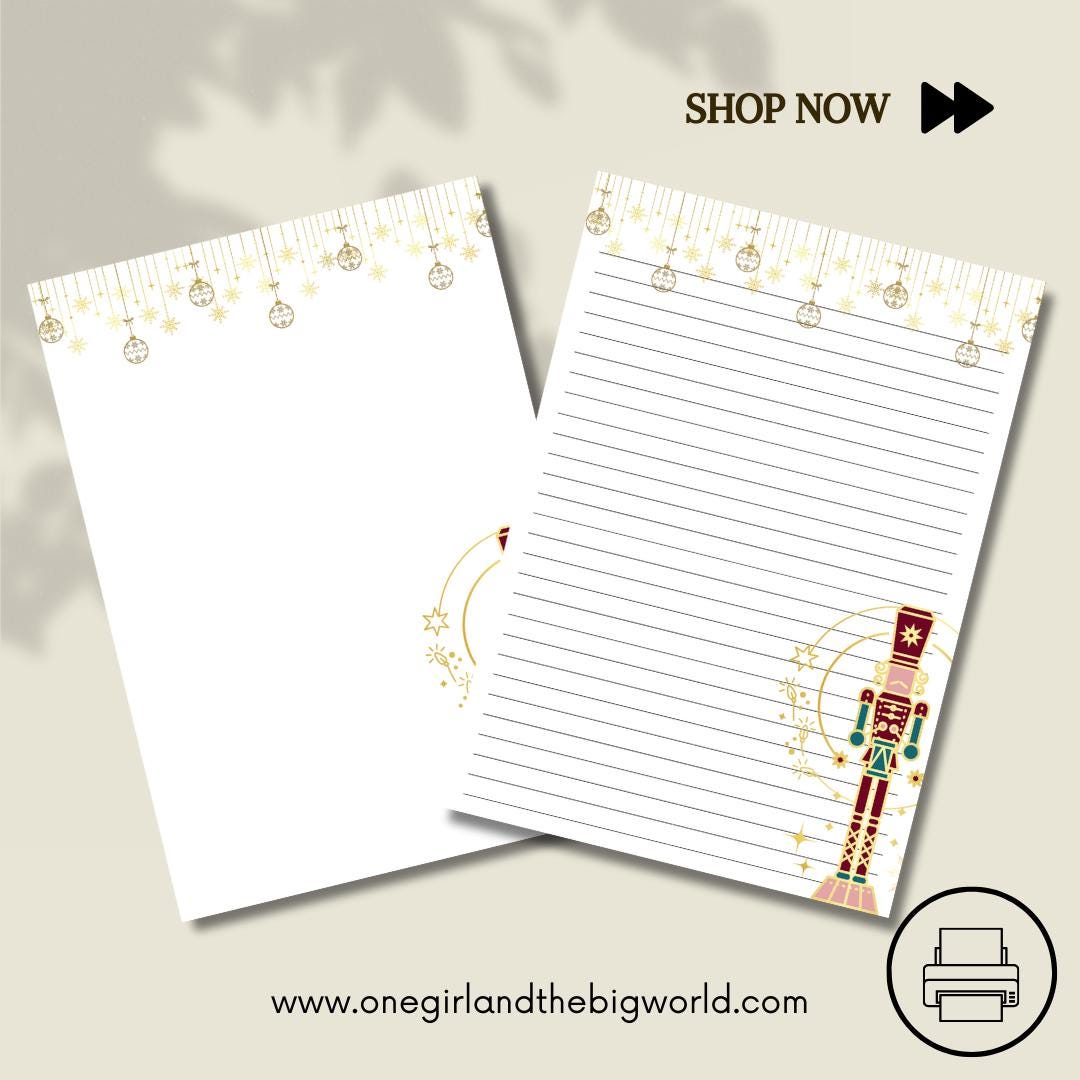 Christmas Nutcracker Letterhead stationary Unlined and Lined Paper ...