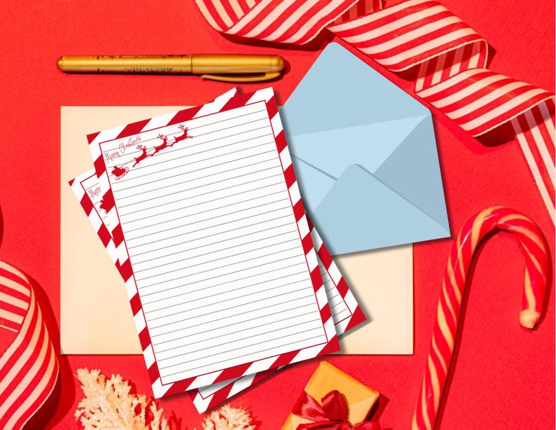 Christmas Sleigh Letterhead (stationary Unlined and Lined Paper ...