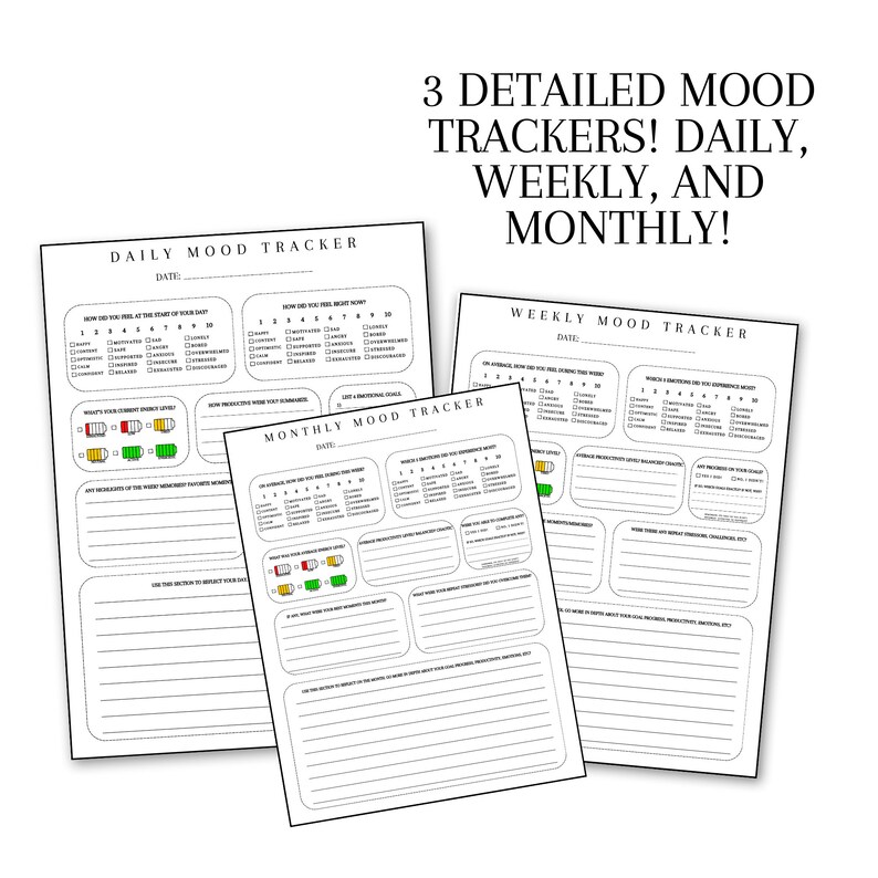 Printable Mood Tracker Activity Sheet Daily Weekly Monthly Tracker ...