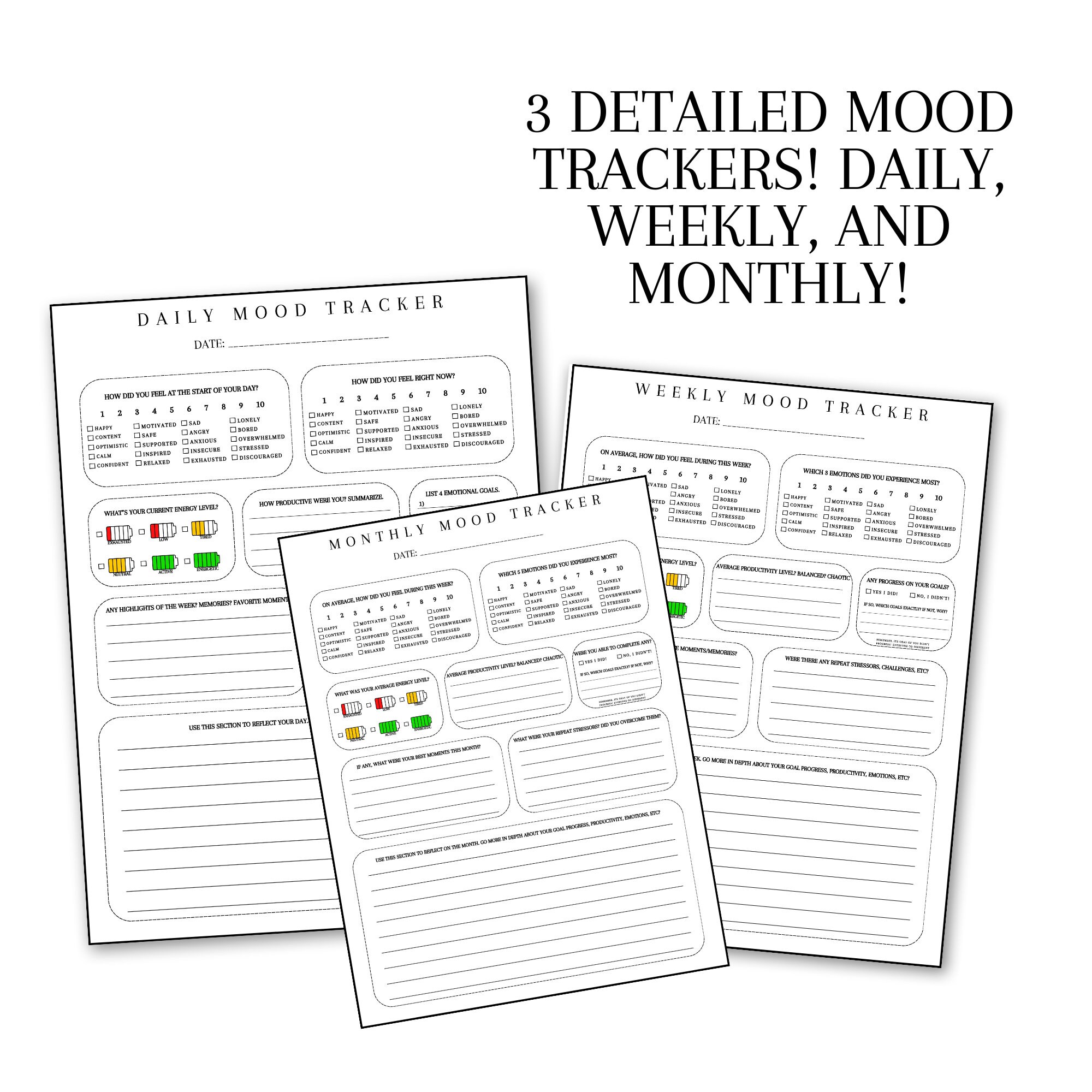 Printable Mood Tracker Activity Sheet | Daily Weekly Monthly Tracker ...