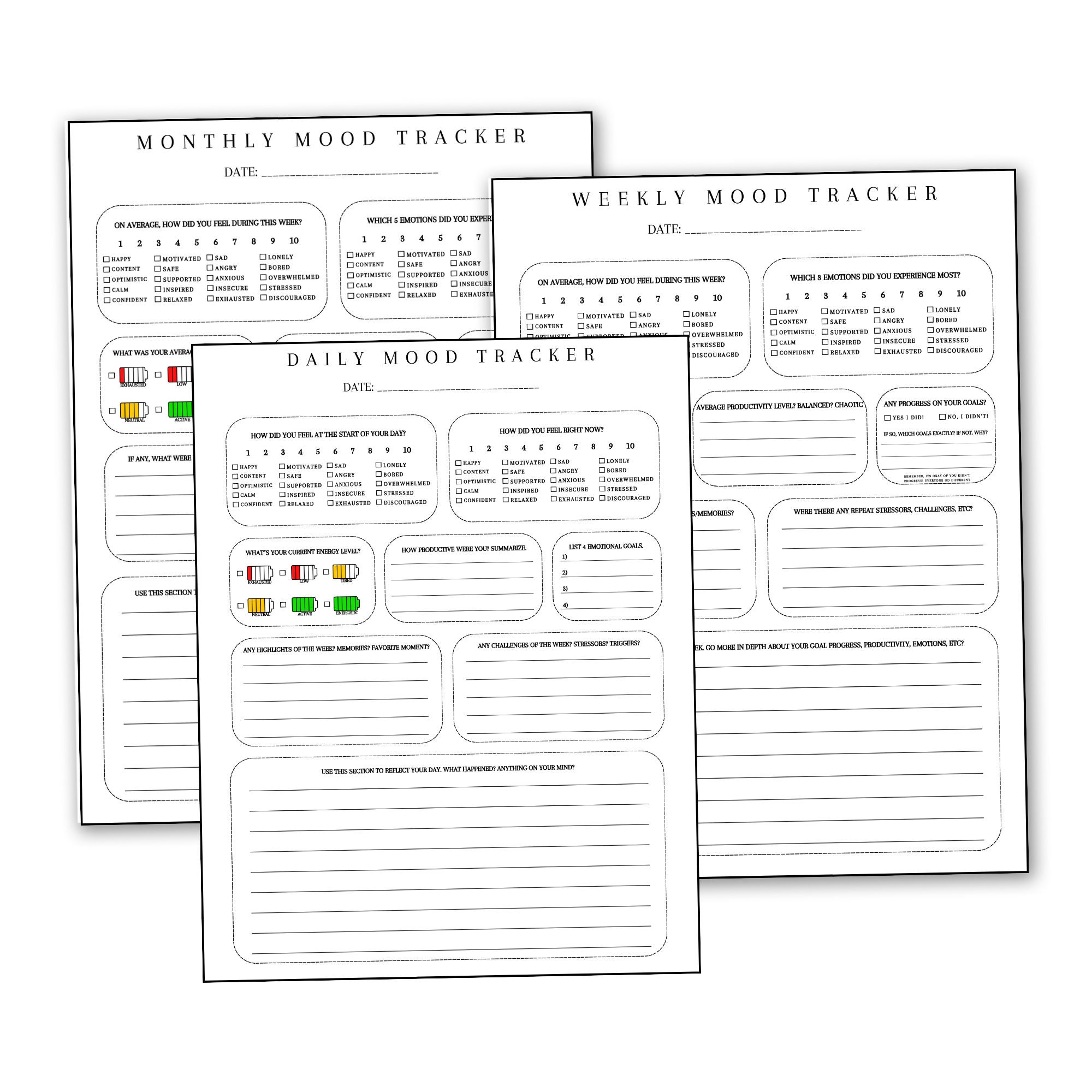 Printable Mood Tracker Activity Sheet | Daily Weekly Monthly Tracker ...
