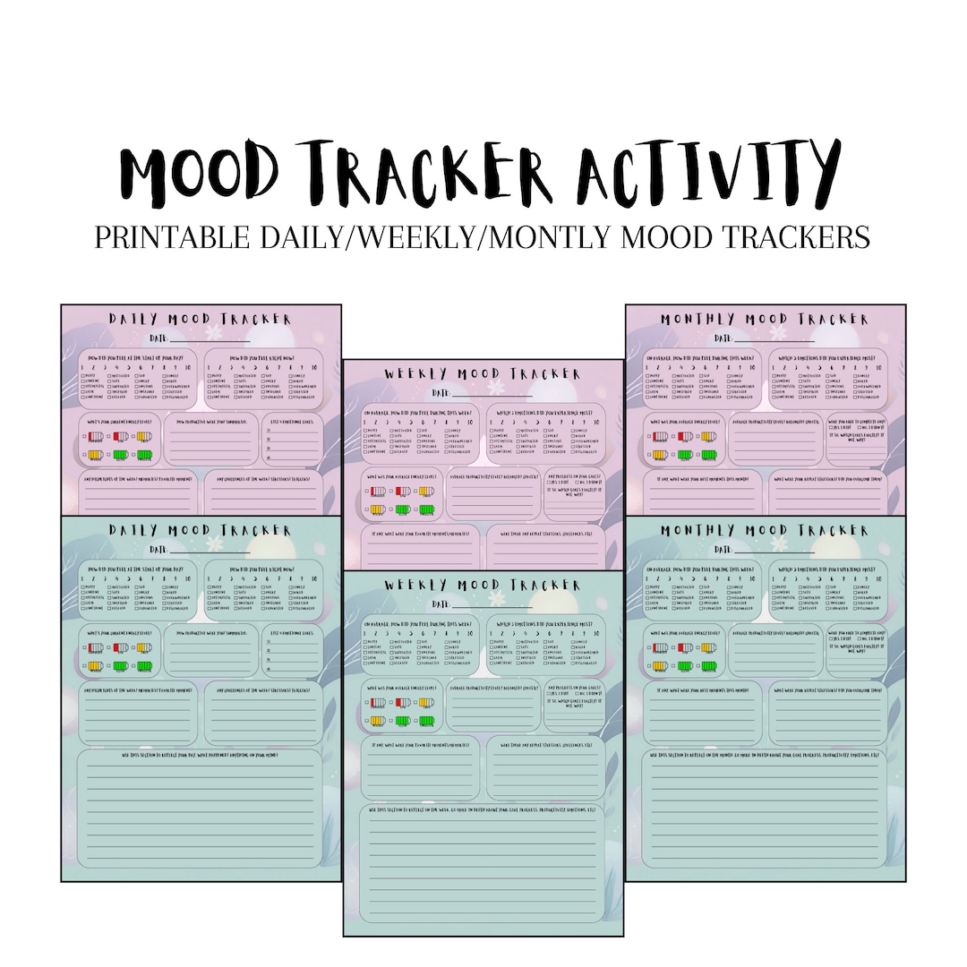 Printable Mood Tracker Activity Sheet | Daily Weekly Monthly Tracker ...