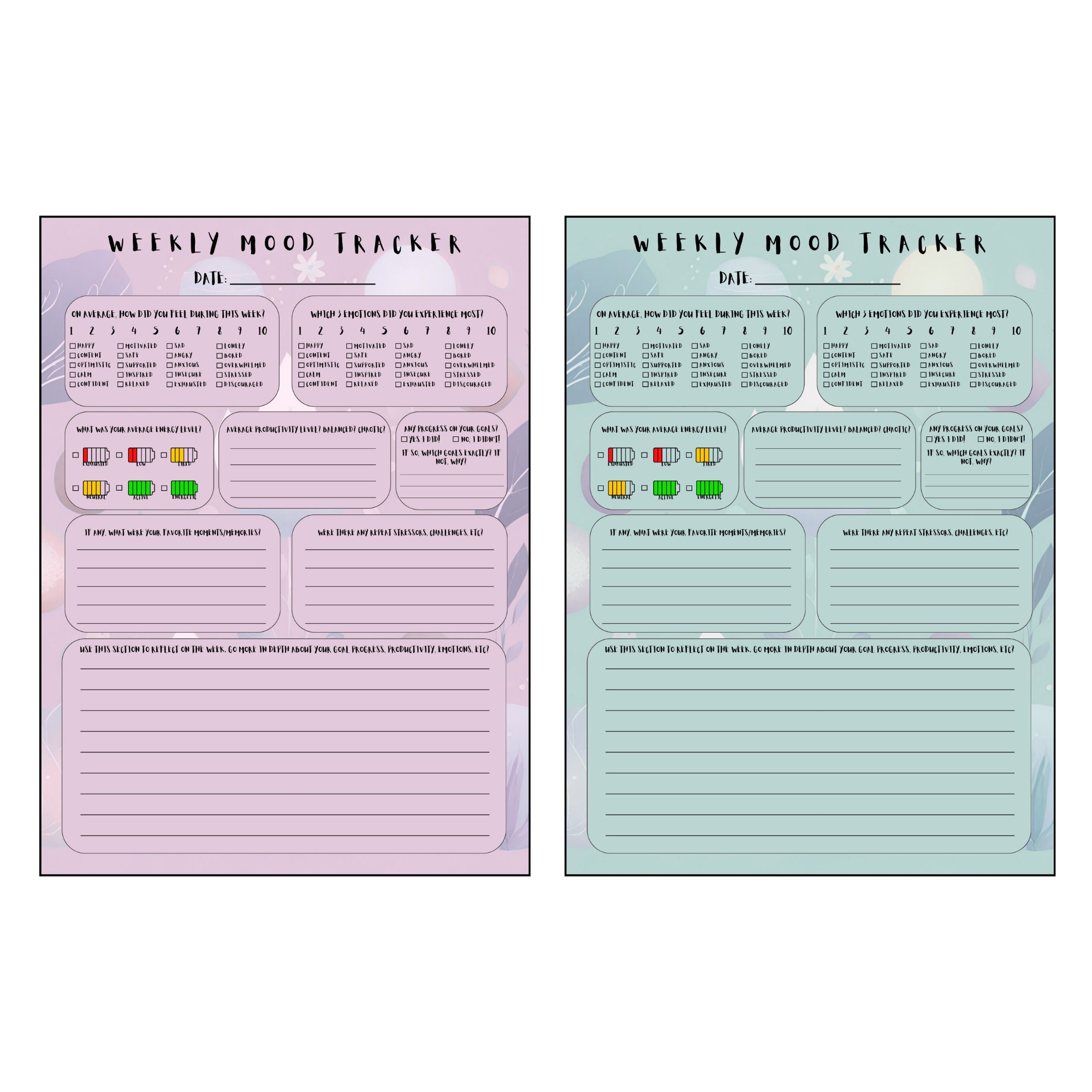 Printable Mood Tracker Activity Sheet Daily Weekly Monthly Tracker ...
