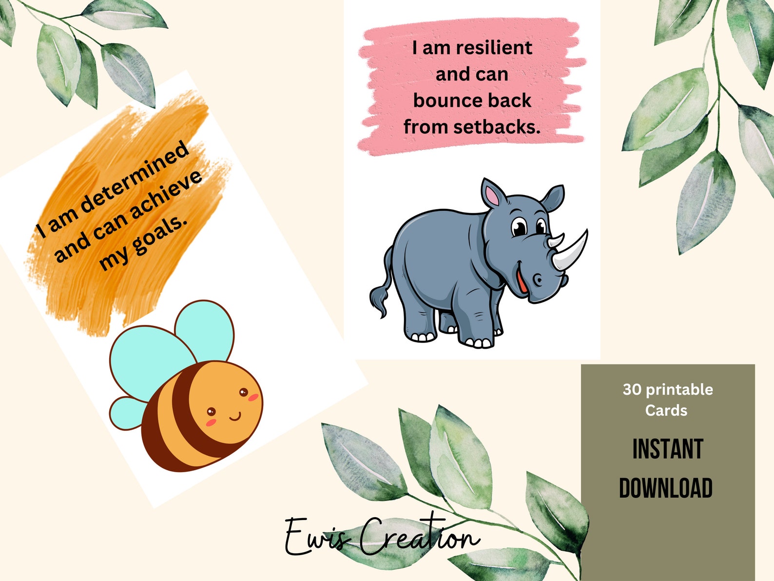 Printable Children's Positive Affirmation Cards | Set of 30 Kids ...