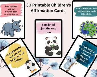 Printable Children's Positive Affirmation Cards | Set of 24 Kids ...