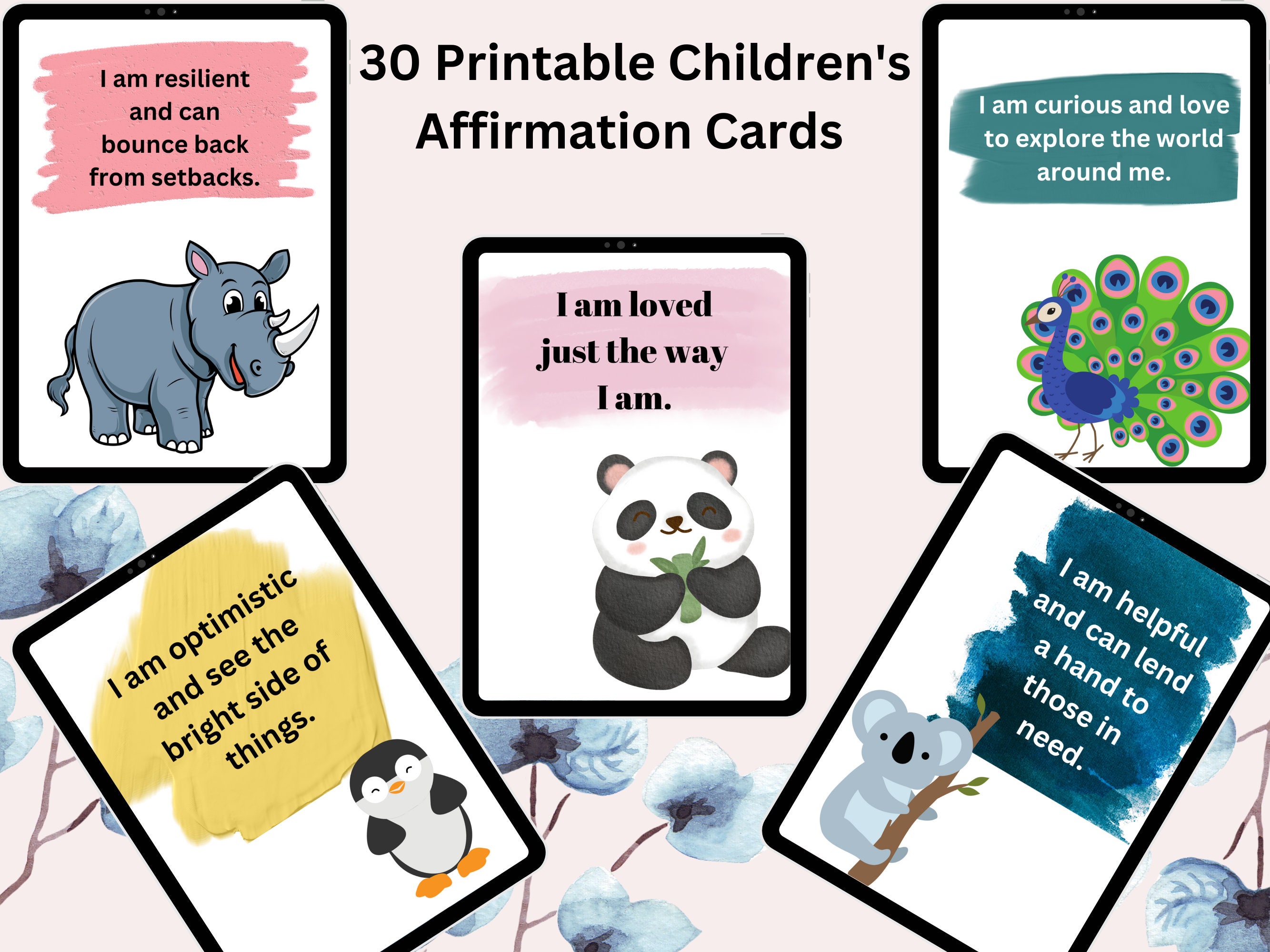 Printable Children's Positive Affirmation Cards Set of 30 Kids ...