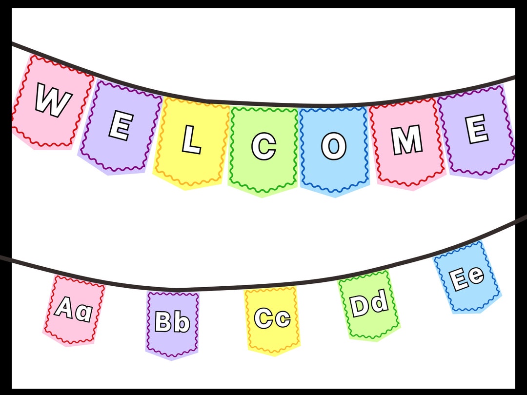 Rainbow Bunting, Alphabet Letters, Welcome Banner, Editable, Bright ...