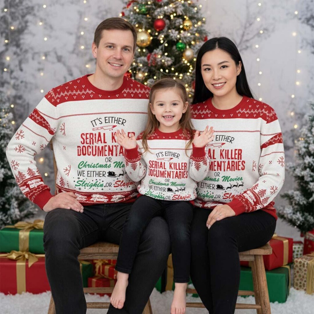 True Crime Documentary Ugly Sweater, Funny Serial Killer Christmas ...
