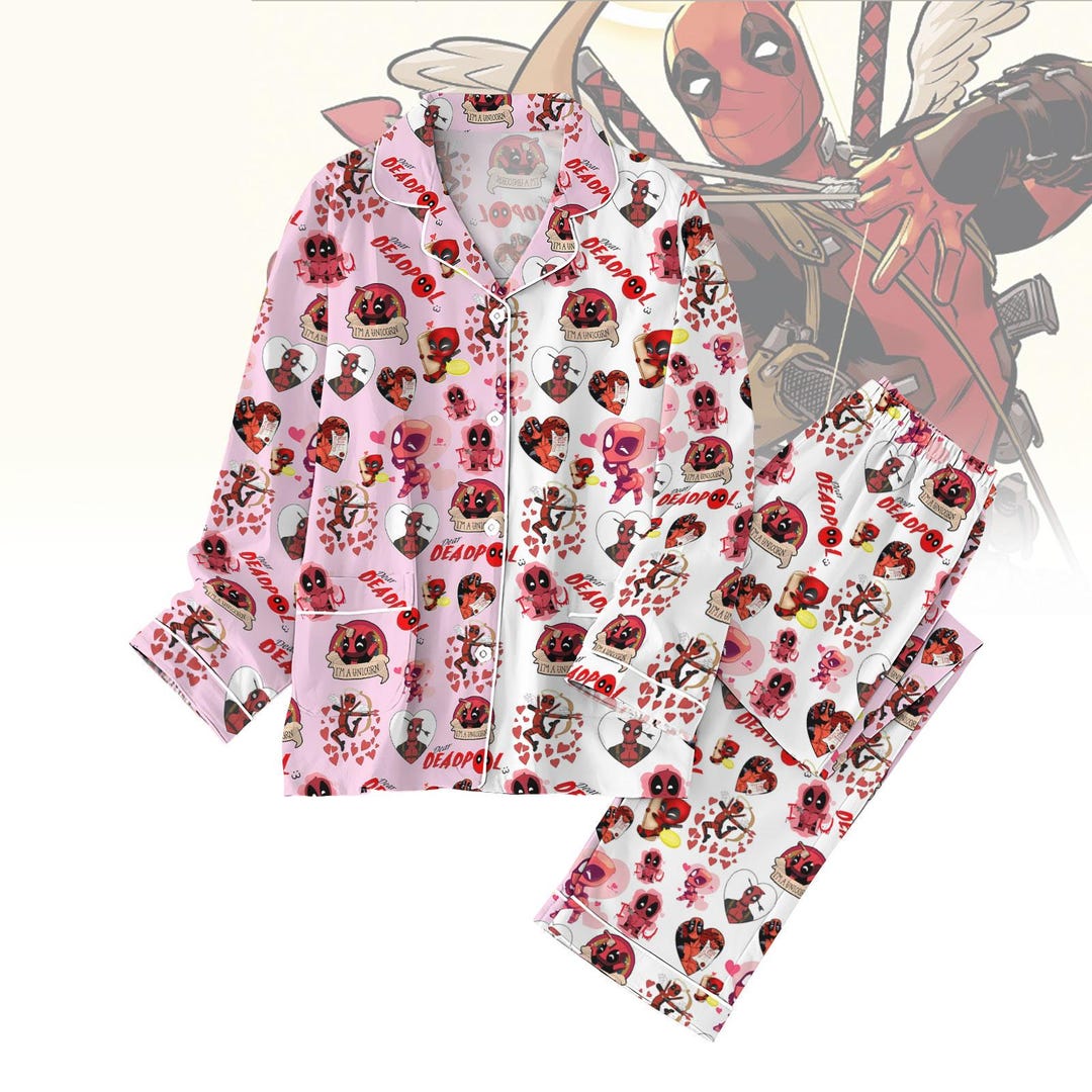 Deadpool Valentine Pajamas Set, Deadpool Wolverine T-shirt Pants Set ...