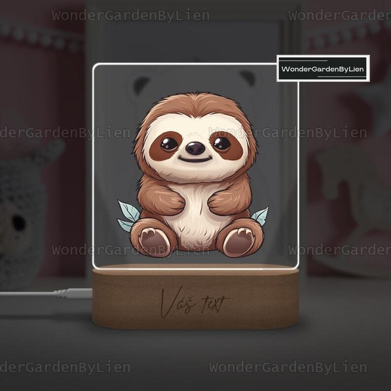 Personalized Acrylic Night Light, Sloth Pattern Funny Gift for Baby ...