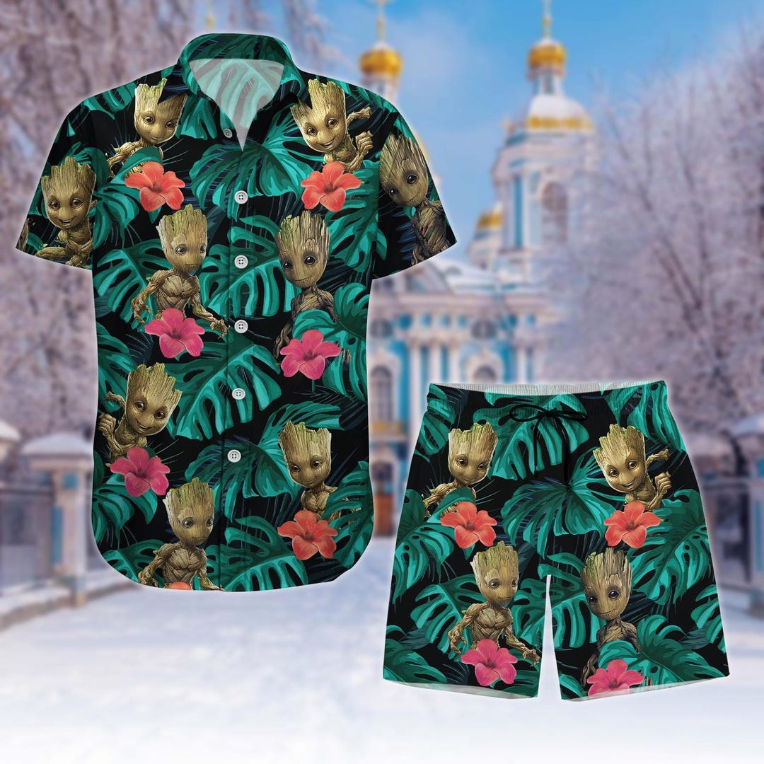 Disney Groot Button Shirt, Baby Groot Summer Short, I Am Groot Tropical ...