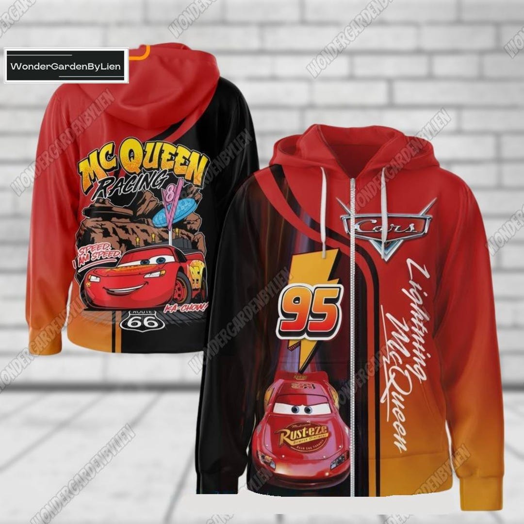 Costume Lightning Mcqueen Hoodie, Mcqueen Racing Zip Hoodie, Pixar Cars ...