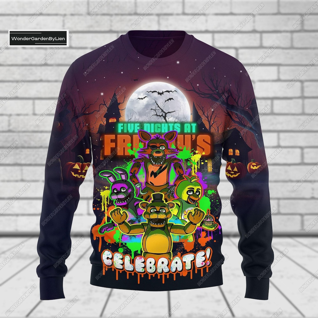 Five Nights at Freddy's Halloween Sweater, Freddy Fazbear Horror Hoodie ...