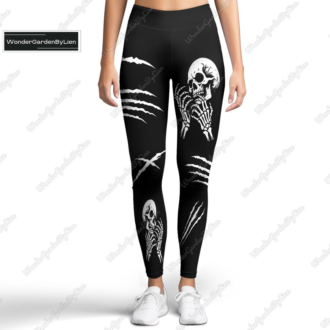 Skeleton Skull Legging, Skeleton Workout Leggings, Halloween Women ...