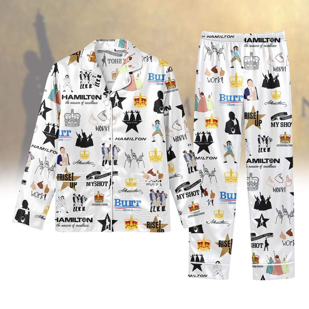 Hamilton Musical Pajamas Set, Alexander Hamilton Long Sleeve Pajamas ...