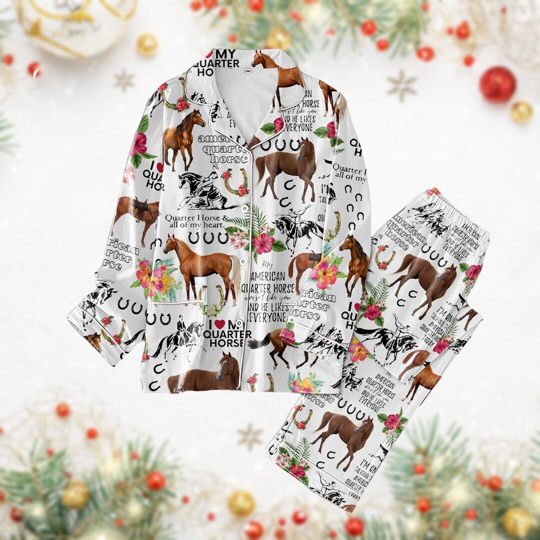 Christmas Horse Pajamas Set, Horse Lover Animal Pj Set, Xmas Gift for ...