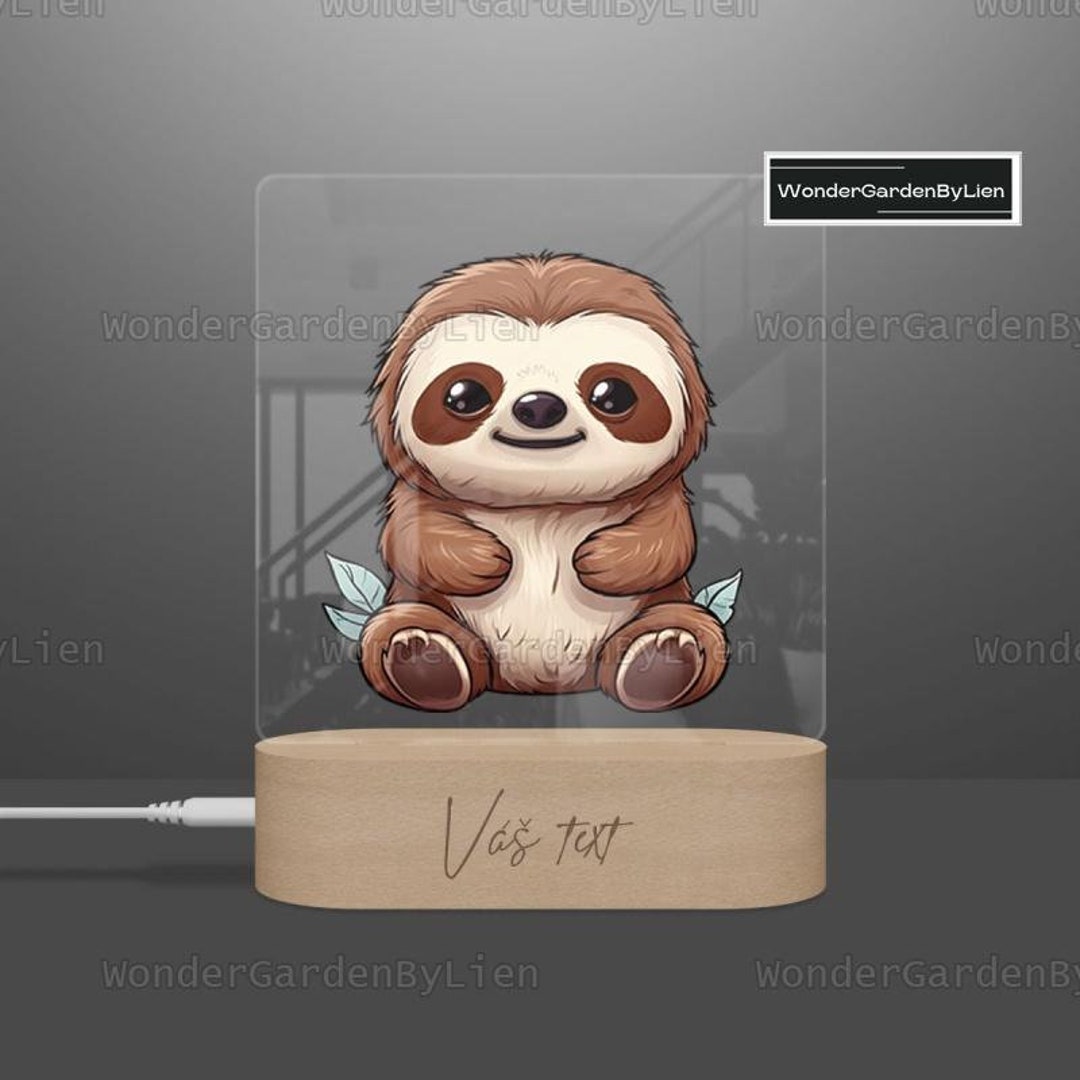 Personalized Acrylic Night Light, Sloth Pattern Funny Gift for Baby ...