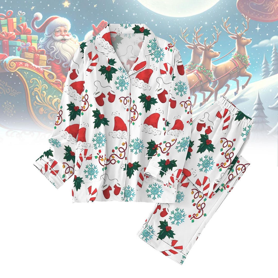 Christmas Santa Clause Pajamas Set, Santa Gloves Women Pajamas ...