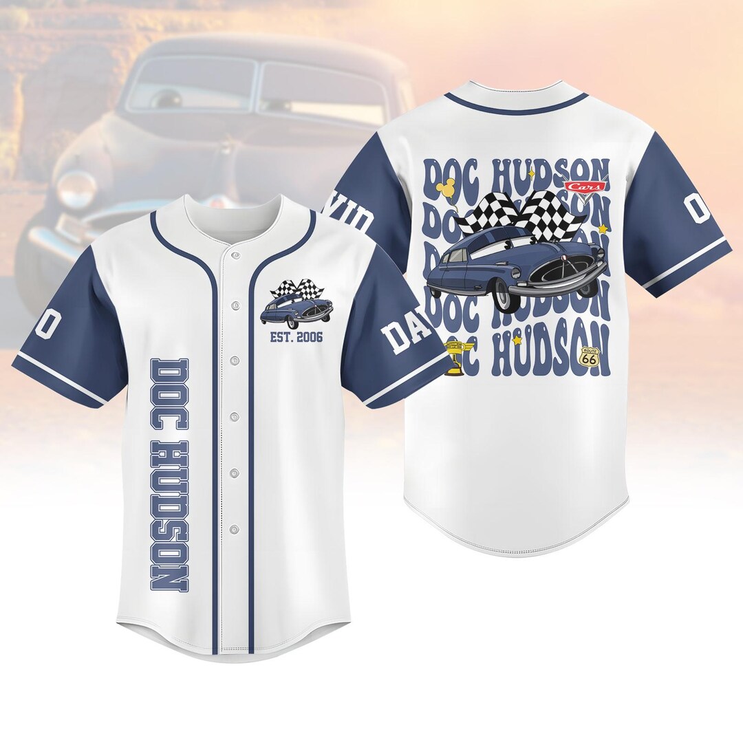 Personalize Doc Hudson Cars Baseball Jersey, Cars Movie Characters T ...