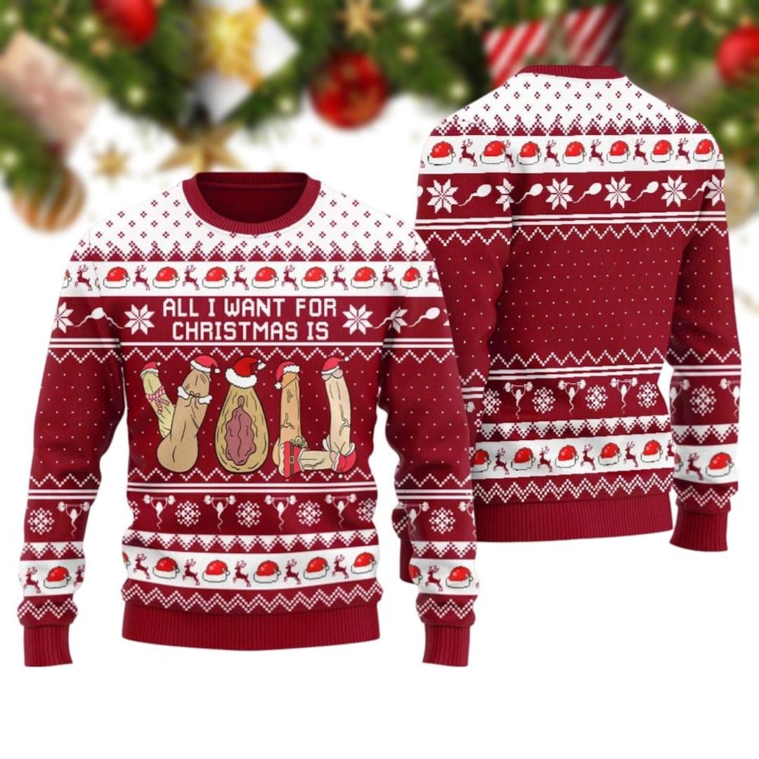 Christmas Dirty Santa Ugly Sweater, Naughty Holiday T-shirt, Penis ...