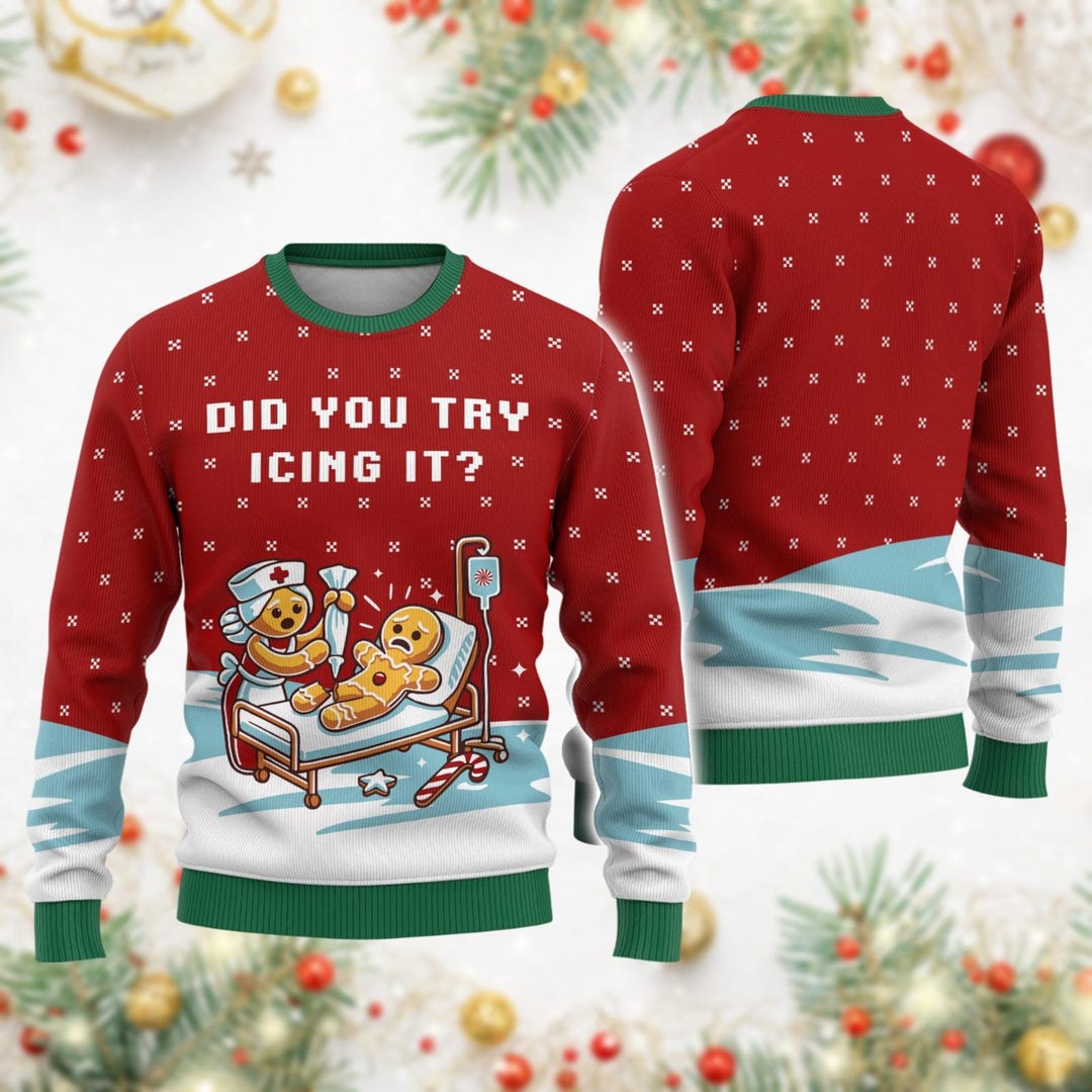 Gingerbread Christmas Ugly Sweater, Did You Try Icing It Sweatshirt ...