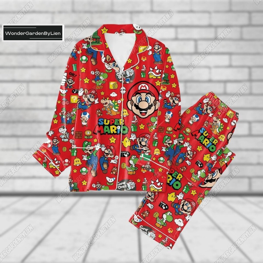 Mario Pajamas Set, Mario Gaming Thick Pajama, Super Daddio Pajamas ...