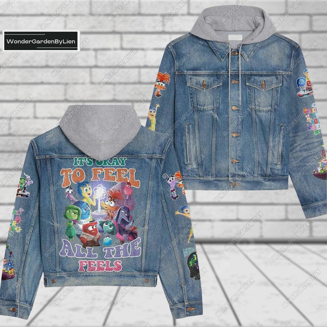 Inside Out 2 Denim Jacket, Inside Out It's Okay to Feel All the Feels Jacket, Disney Cartoon ...