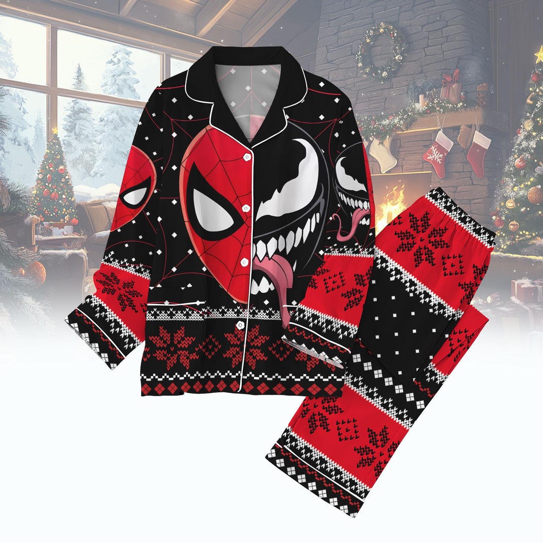 Spider Venom Pajamas Set, Marvel Comic Movie Shirt Pants Set, Spider ...