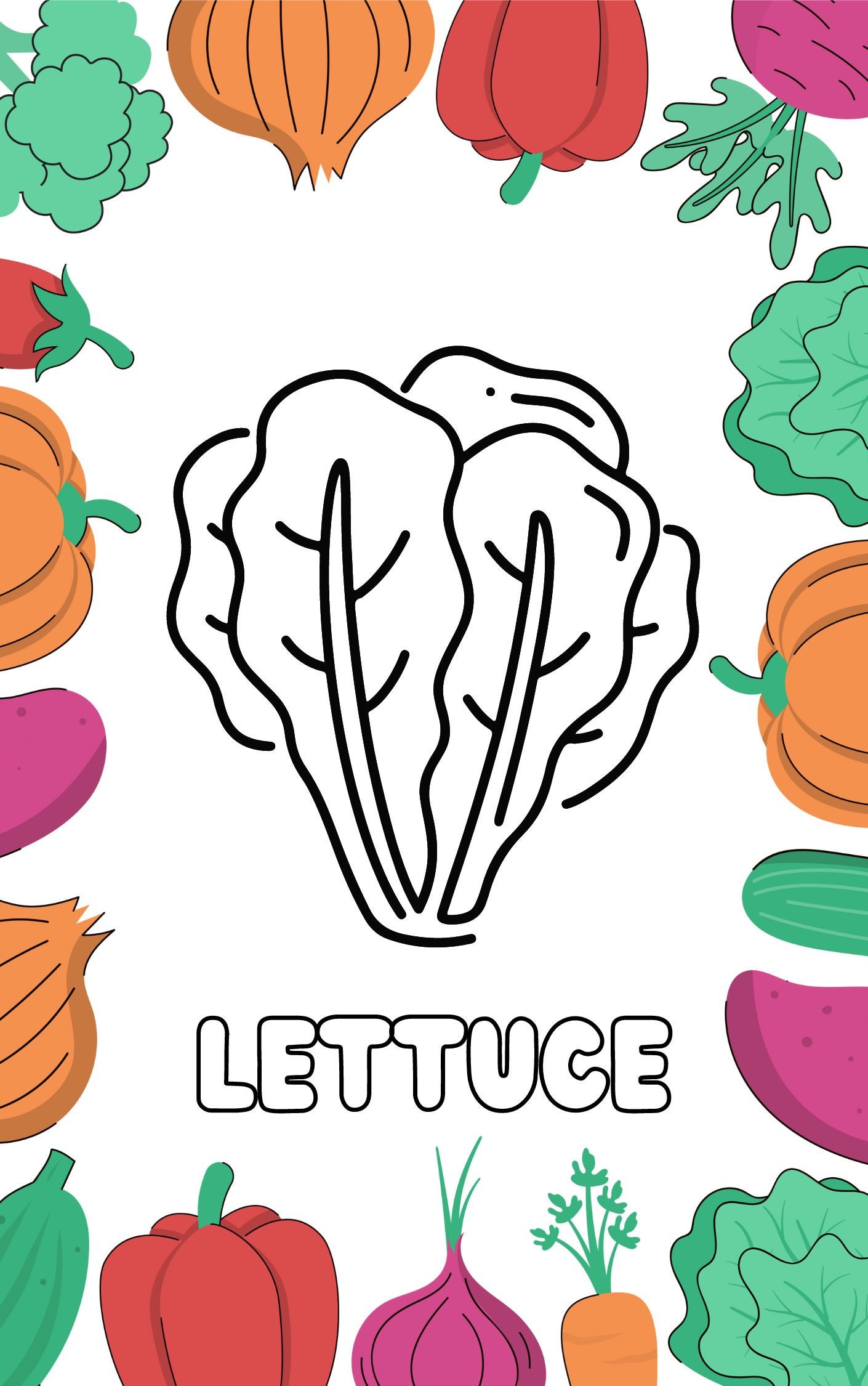 Cute Vegetable Coloring Pages for Kid Coloring Pages for Kids Digital ...