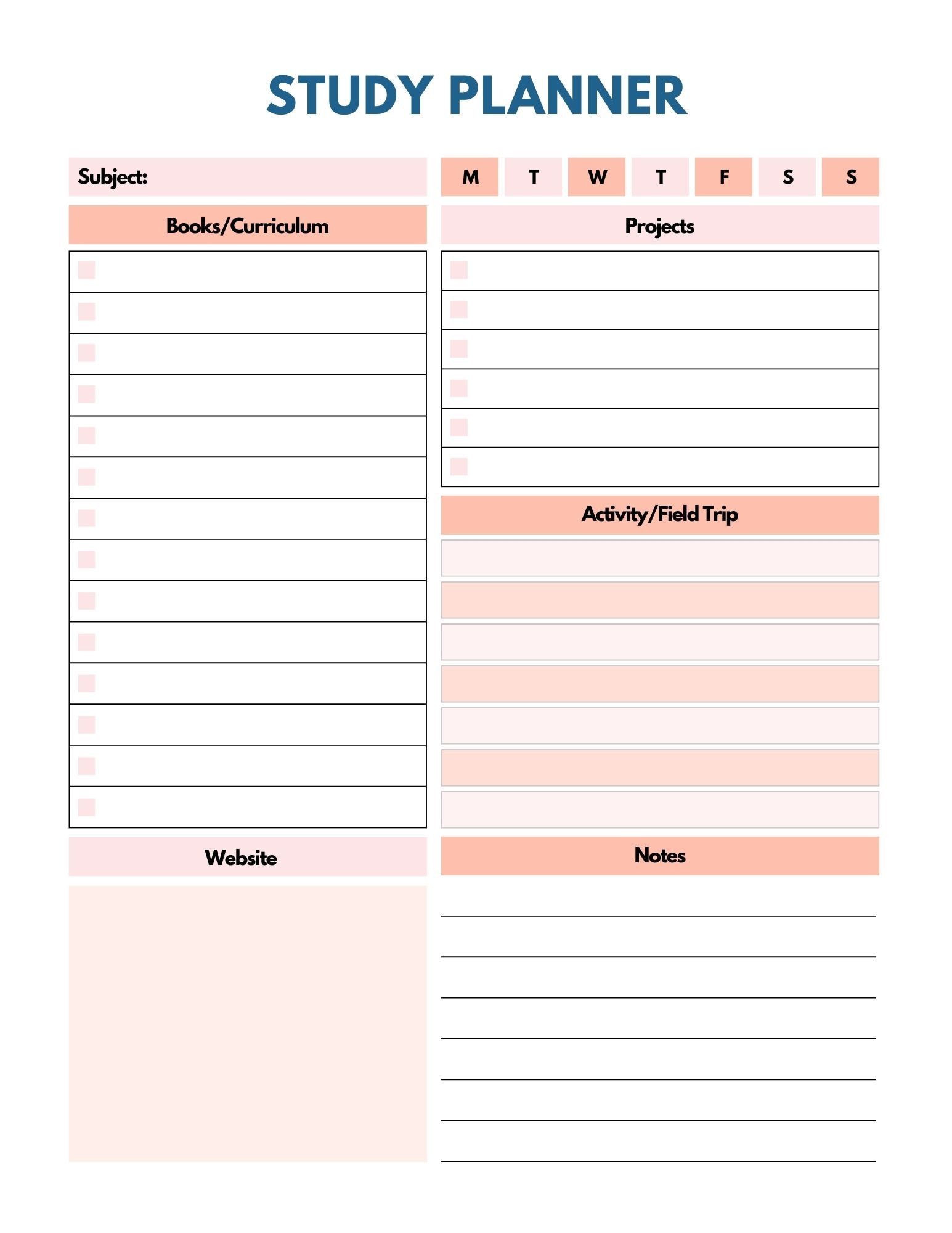 ADHD Planner for Kids Printable School Planner Children Journal ...