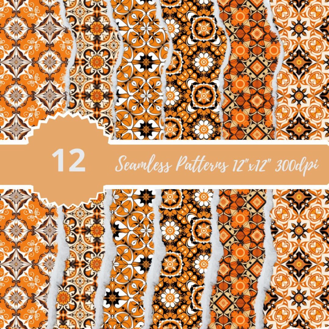 12 Seamless Orange Pattern Tiles for Your Creative Projects - Etsy