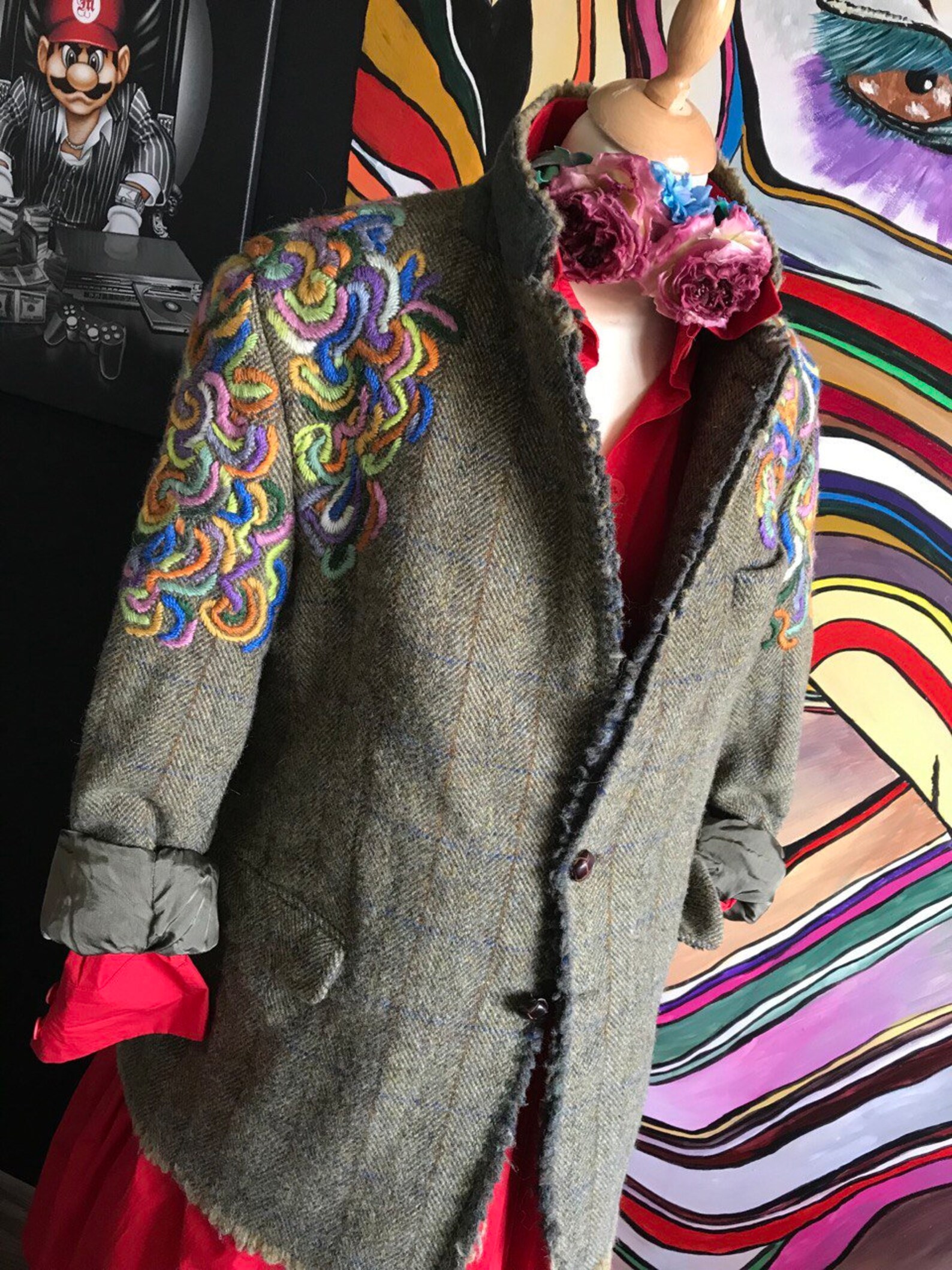 Designer Coat Made From Recycled Wool, Complemented by Hand Embroidery ...