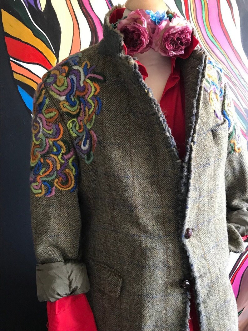 Designer Coat Made From Recycled Wool, Complemented by Hand Embroidery ...