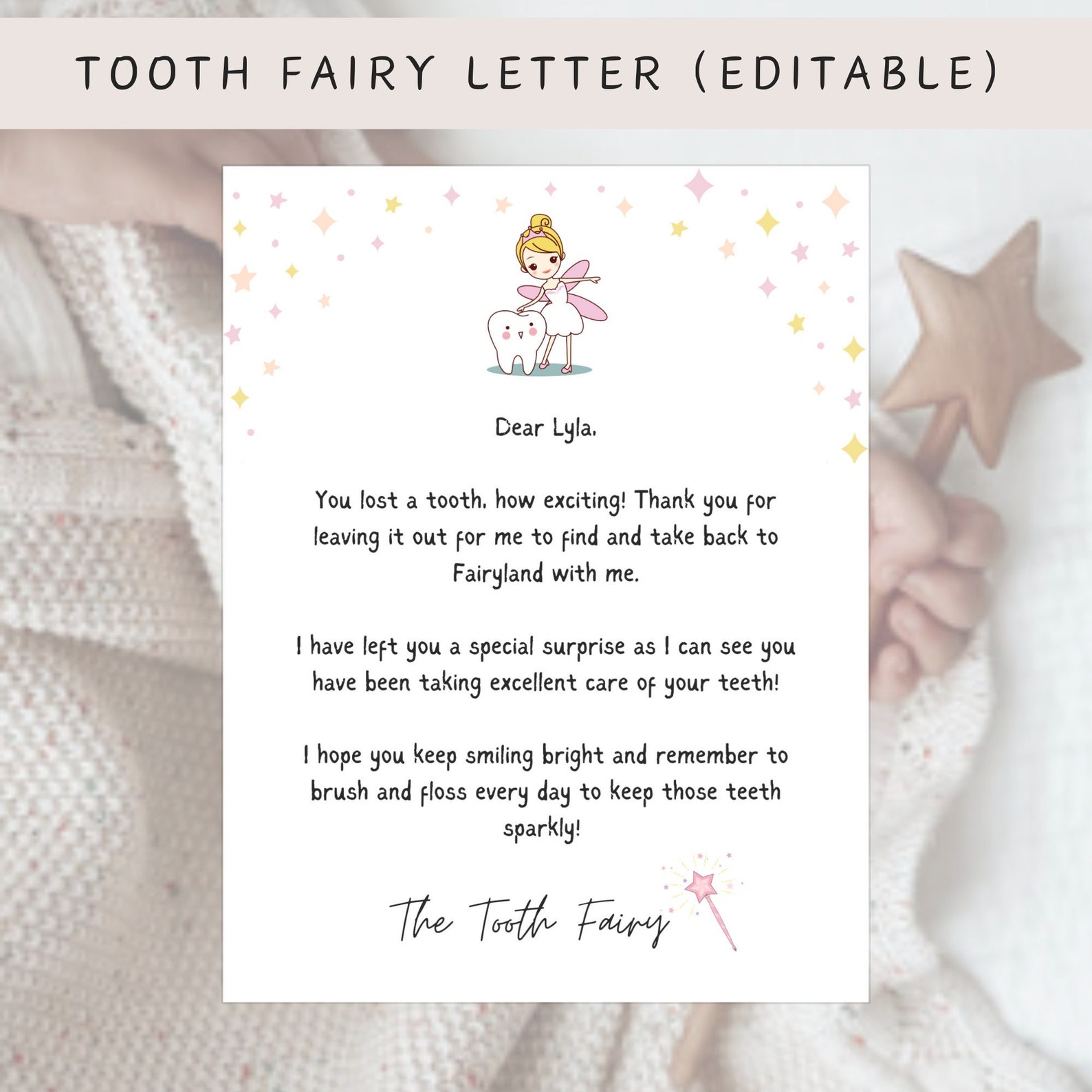 Tooth Fairy Letter, Editable Tooth Fairy Note, Tooth Fairy Printable ...