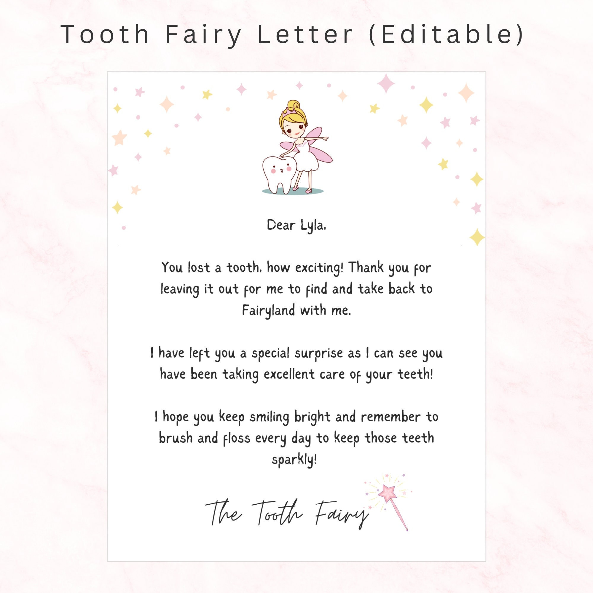 Tooth Fairy Letter, Editable Tooth Fairy Note, Tooth Fairy Printable ...