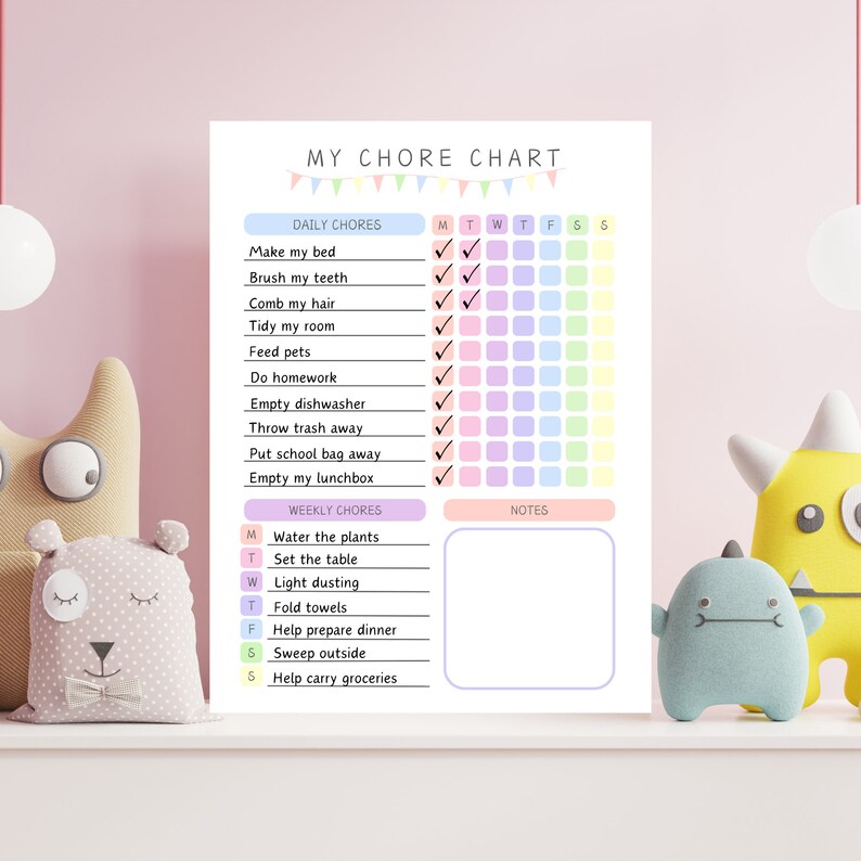Kids Chore Chart, Daily Checklist, Weekly Chores, Responsibility Chart ...
