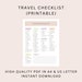 Travel Checklist, Printable Travel Packing List, Travel Essentials ...