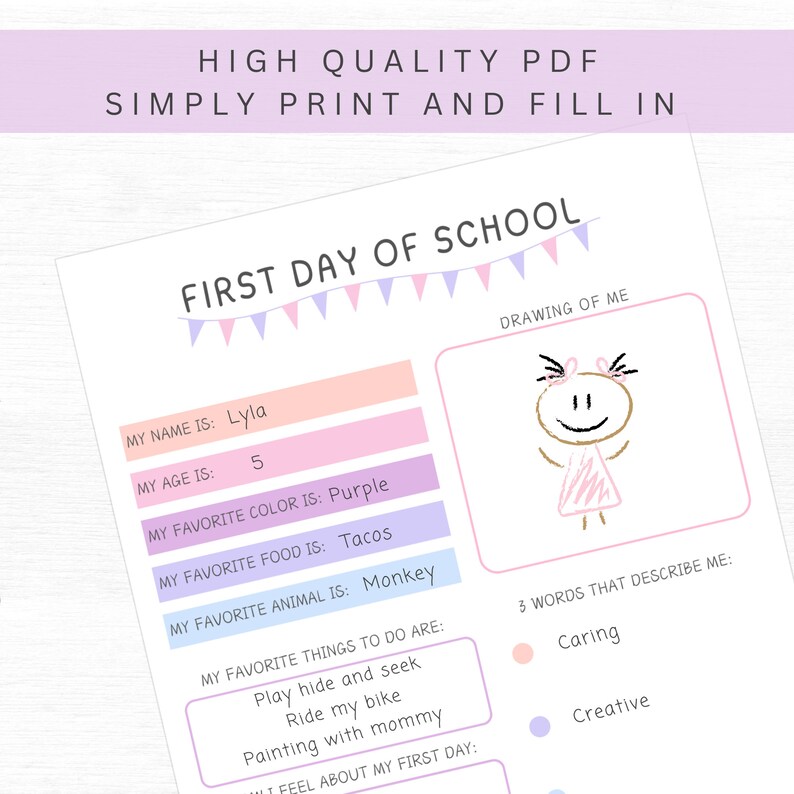 First Day of School Interview, Back to School Printable Activity, All ...