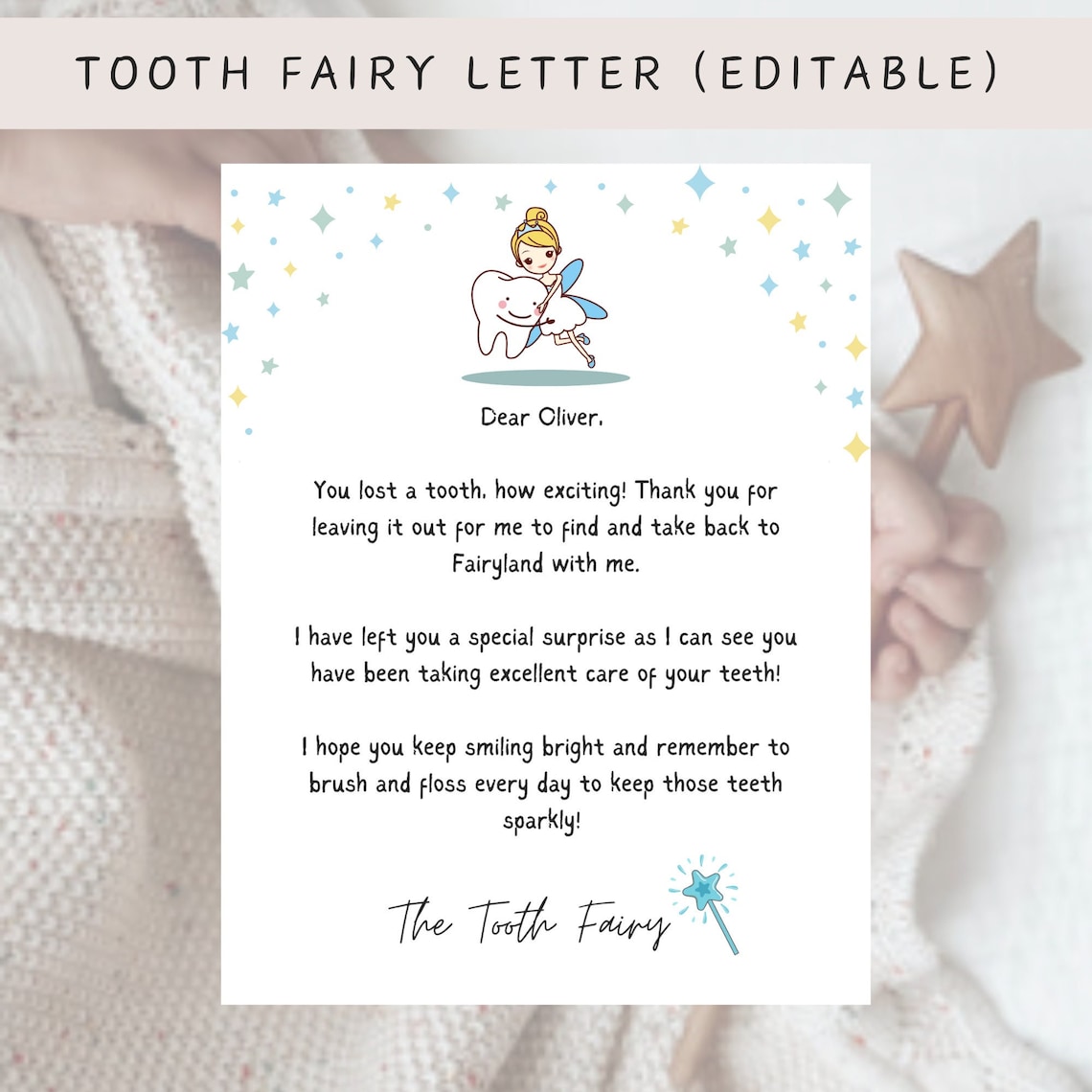 Tooth Fairy Letter, Editable Tooth Fairy Note, Tooth Fairy Printable ...