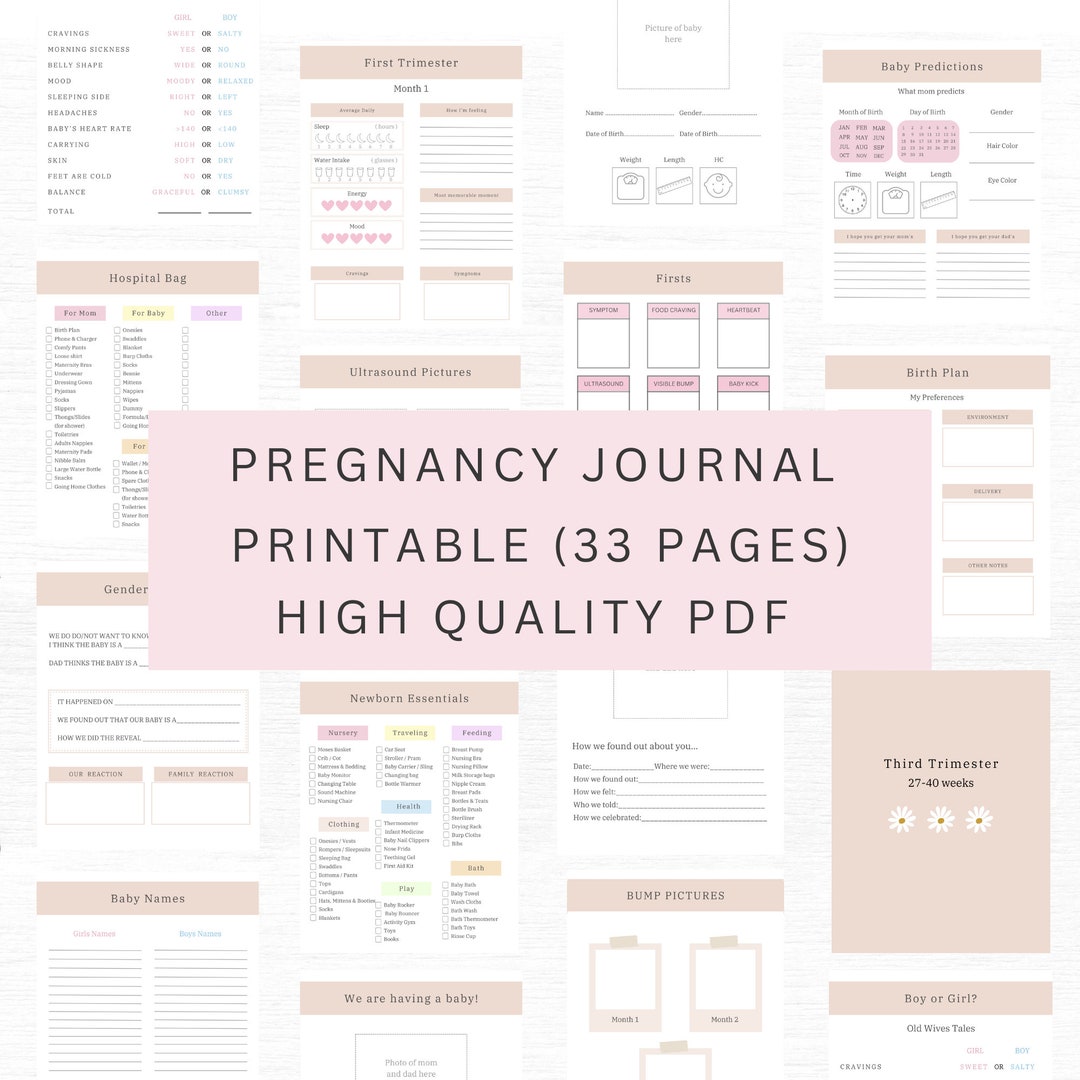 Pregnancy Journal, Printable Pregnancy Planner, Expecting Mom Kit, From ...