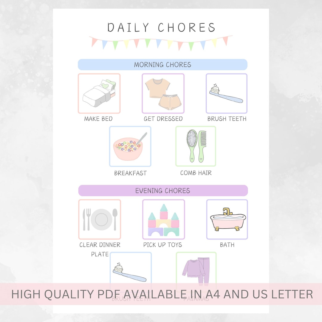 Toddler Chore Chart Including Pictures, Printable Daily Routine ...