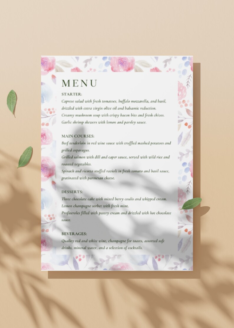 Wildflower Wedding Invitation Template Flowery Event Printable ...