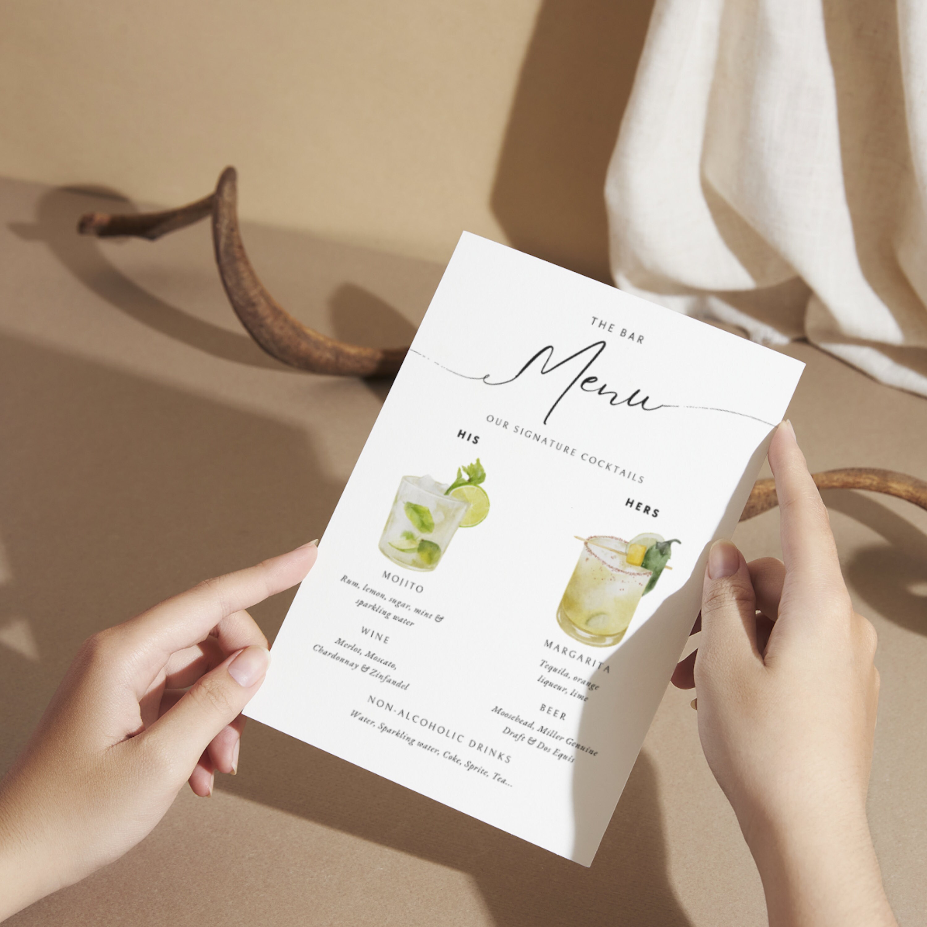 Menu Wedding Template Cottagecore Cocktel Drinks Menu Flowery Design ...