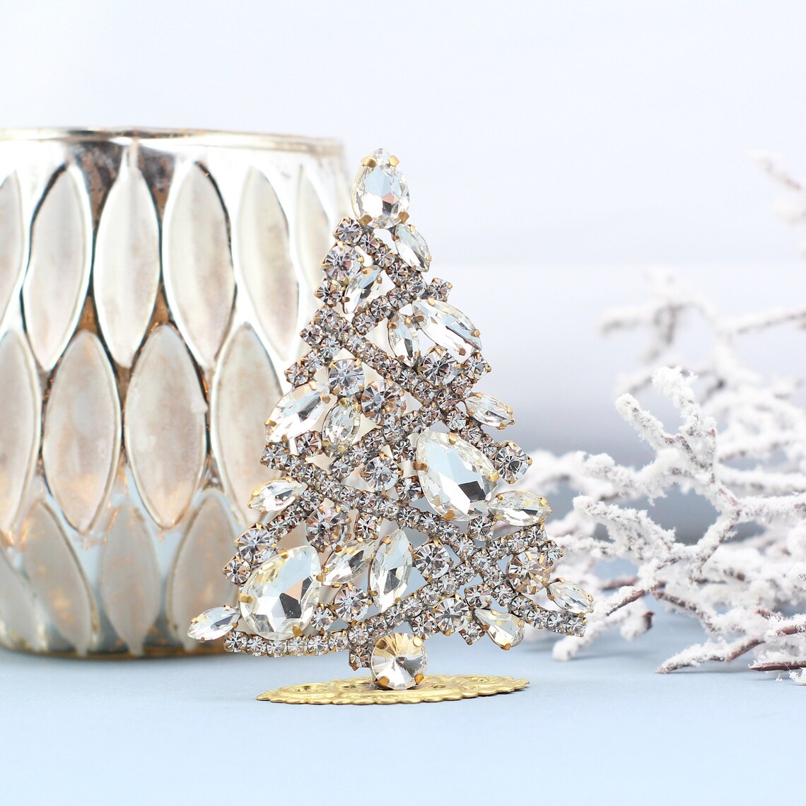 Czech Rhinestone Christmas Tree Vintage Christmas Decoration Crystal ...