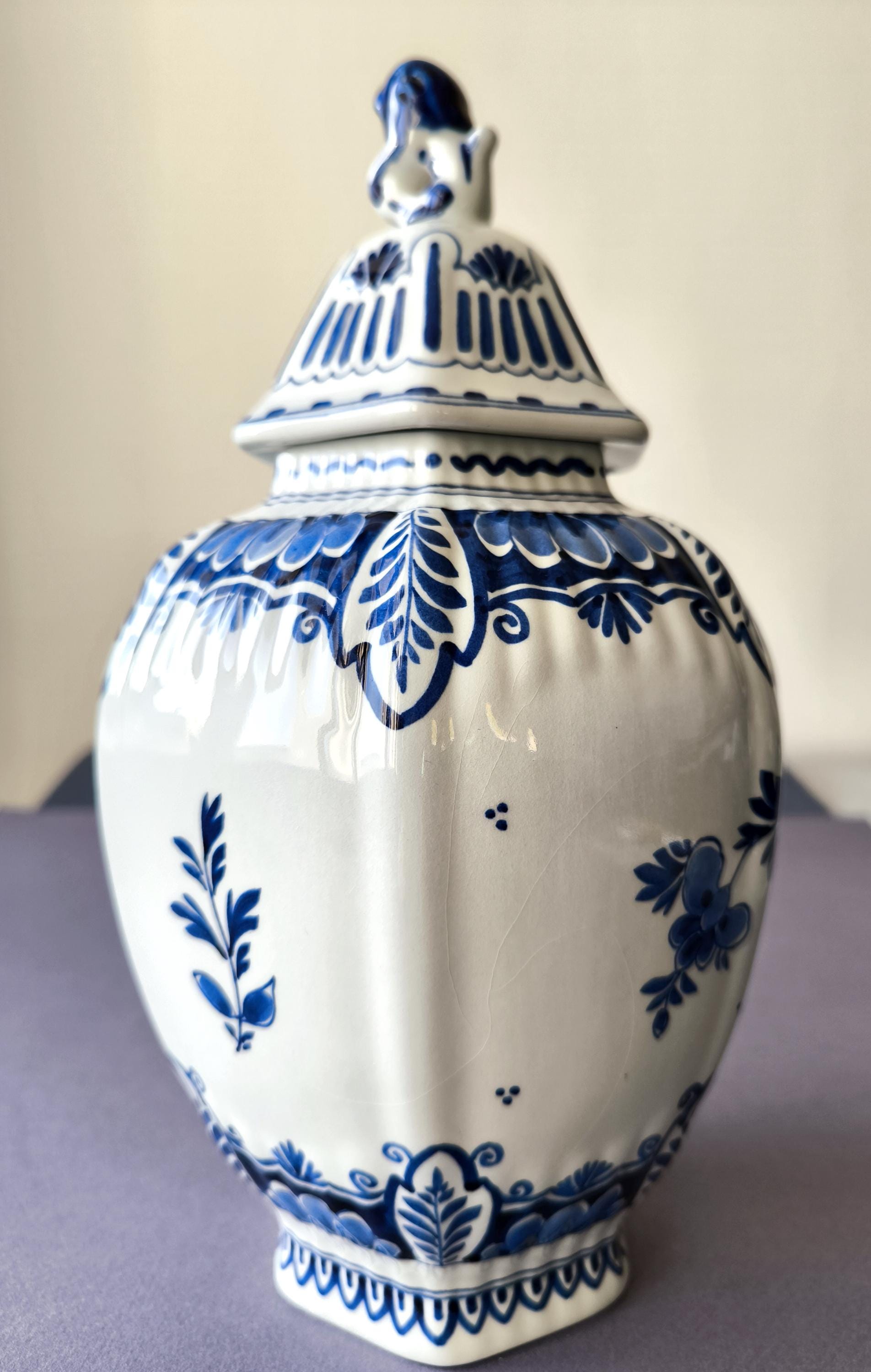Authentic Royal Delft Vase 1978 Hand Painted Lidded Vase Floral Motive ...