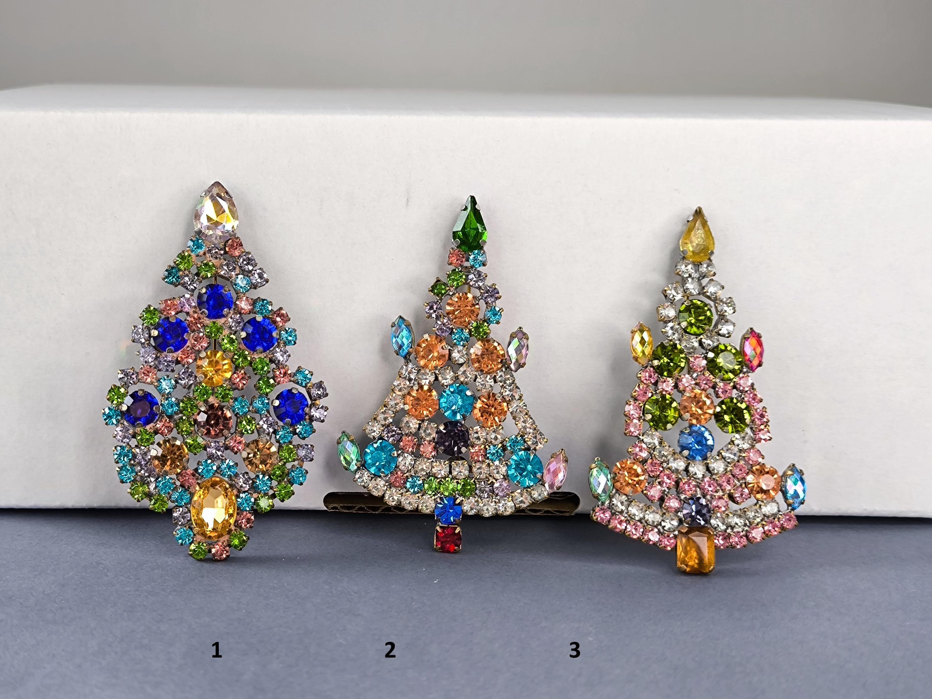 Vintage Christmas Tree Pin, Czech Crystal Christmas Brooch: Vintage ...