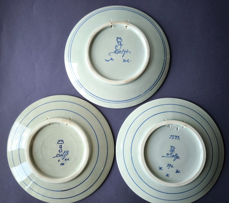 3 Authentic Royal Delft 1933, 1941 Hand Painted Decorative Plates ...